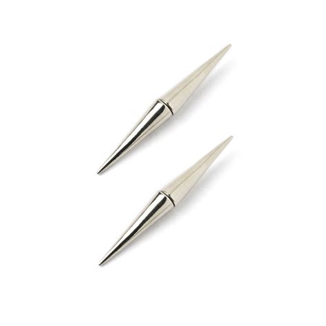 Hoxton Silver Double Spikes Earrings Spike Fake Gauge Earrings Silver