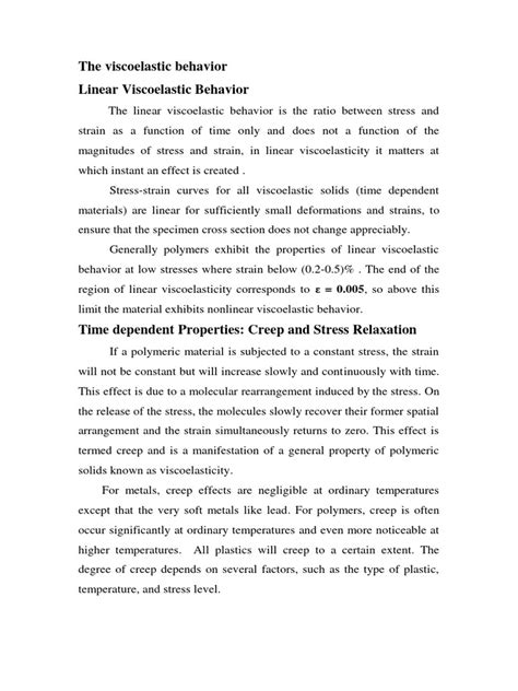 viscoelastic behaviour pdf viscoelasticity deformation engineering