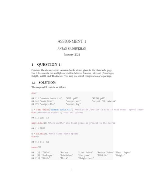 Assignment 1 Pdf Errors And Residuals Coefficient Of Determination
