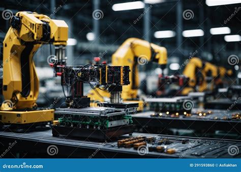 Advanced Printed Circuit Board With Components Electronics Assembly Line Stock Illustration