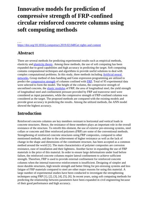 Innovative Models For Prediction Of Compressive Strength Of Frp Confined Circular Reinforced