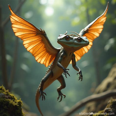 Lizard With Three Heads Flying Stable Diffusion Online