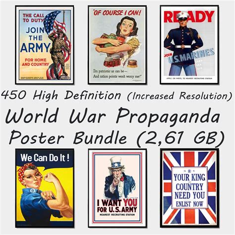 Ww2 Propaganda Poster Set 1940s Military Art Digital Download Etsy