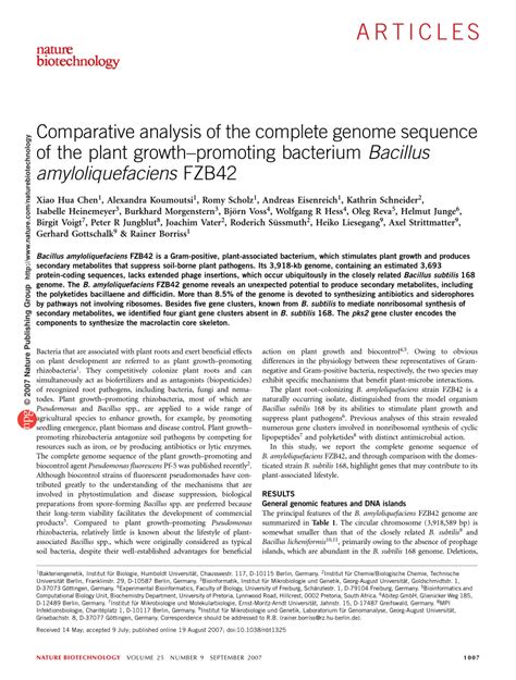 Pdf Comparative Analysis Of The Complete Genome Sequence Of The Plant Growth Promoting