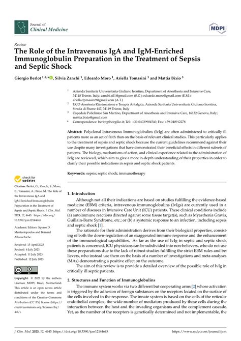 pdf the role of the intravenous iga and igm enriched immunoglobulin