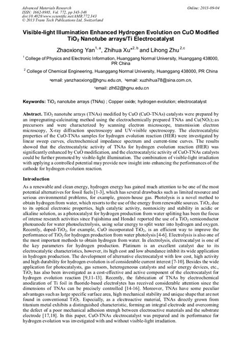 Visible Light Illumination Enhanced Hydrogen Evolution On Cuo Modified