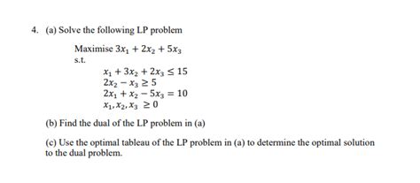 A Solve The Following LP Problem Maximise Chegg Com