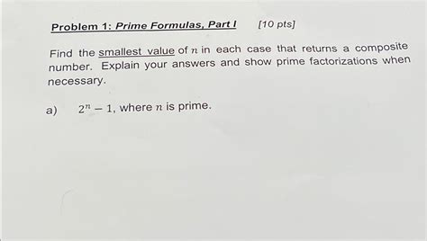Solved Problem Prime Formulas Part I Pts Find The Chegg