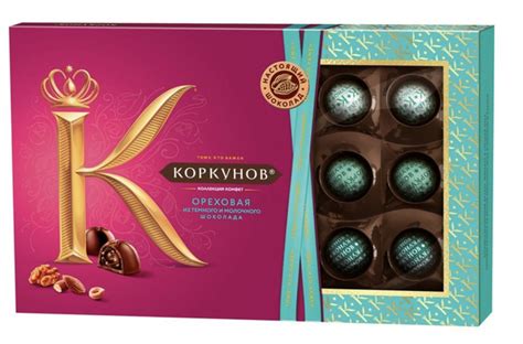 Конфеты Коркунов в темном и молочном шоколаде ореховая коллекция, 165г ...