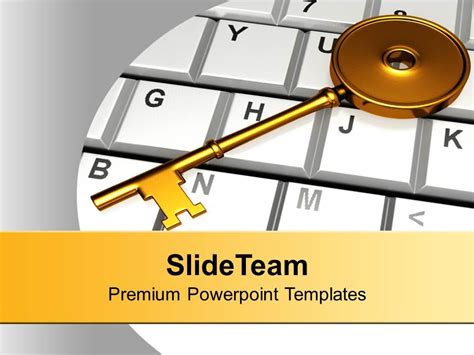 Golden Key On Keyboard PowerPoint Templates PPT Backgrounds For Slides PowerPoint