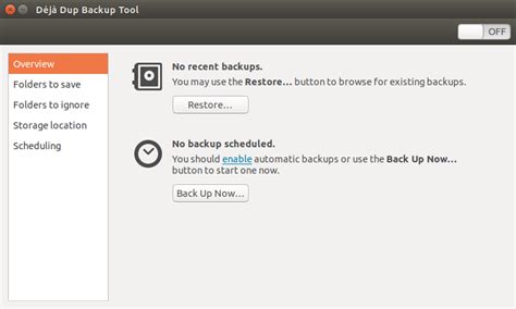 Ubuntu Deja Dup Get Up Backup