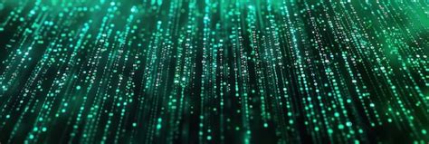 Green Binary Code Data Stream On Digital Technology Background