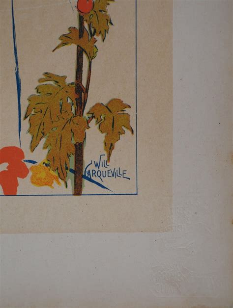 William Carqueville Woman Picking Flowers Lithograph Les Maîtres