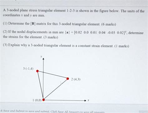 solved a 3 noded plane stress triangular element 1 2 3 is
