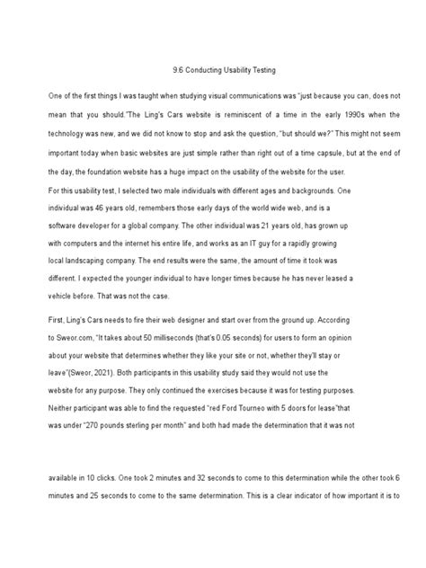 9 6 Conducting Usability Testing Pdf Usability Websites