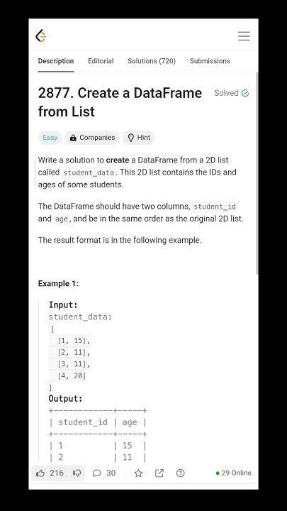 Introduction To Pandas Problem 2877 Create A Dataframe From List