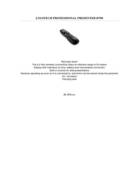 The Logitech Professional Presenter R700 A Wireless Presentation Remote With Laser Pointer And