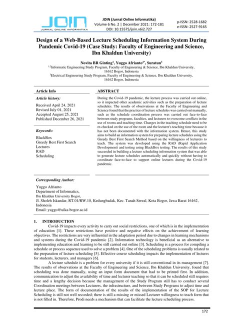 Pdf Design Of A Web Based Lecture Scheduling Information System