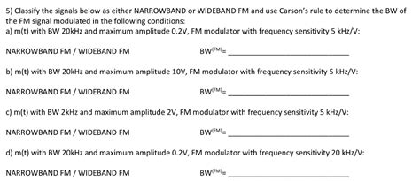 solved 5 classify the signals below as either narrowband or