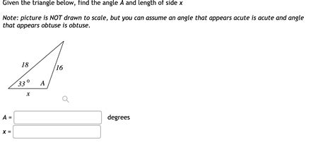 Solved Given The Triangle Below Find The Angle A And Length Chegg Com
