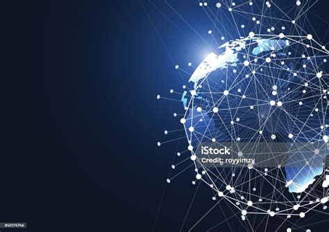 비즈니스 글로벌 네트워크 연결입니다 세계 지도 포인트와 라인 구성의 개념은 글로벌 비즈니스 벡터 일러스트 레이 션 테크놀로지에