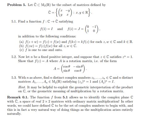 solved problem 5 let c cm r be the subset of matrices
