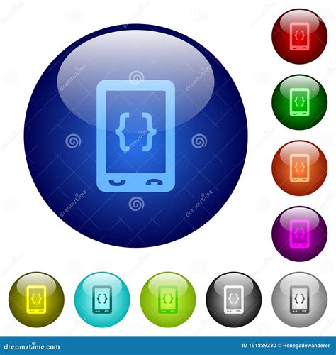 Mobile Software Development Color Glass Buttons Stock Vector