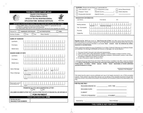 Psa Marriage Certificate Application Form Pdf