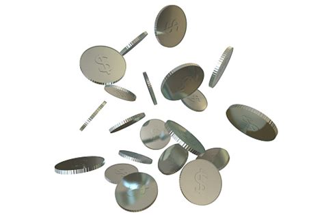 3d 렌더링 그림 우리 달러 기호와 실버 동전 비행 하 고 흰색 배경에 고립 된 바닥에 떨어지는 은행업 금융투자기술개념 0명에 대한 스톡 사진 및 기타 이미지 Istock