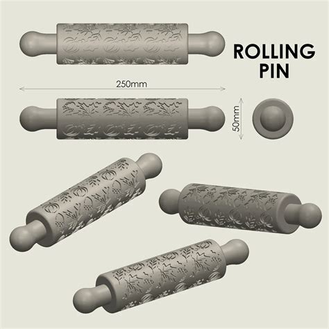 Home Appliance Accessories Stl Download Rolling Pin With Embossed