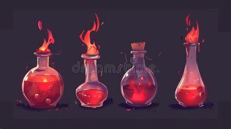Animation Of A Red Laboratory Game Potion Icon With Fire Smoke Ui
