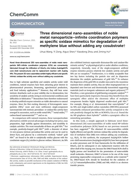 Pdf Three Dimensional Nano Assemblies Of Noble Metal Nanoparticles Infinite Coordination