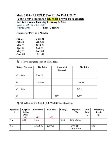 Sample Test 1 For Fall2023 Pdf Prices Market Economics