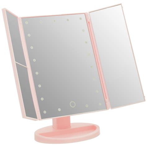 Premier Housewares Cassini Tri Fold Pink Led Table Mirror Wilko