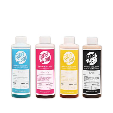 Set Of 4 X 8 Fl Oz Edible Ink Refill Bottles For Canon