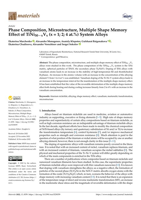 Pdf Phase Composition Microstructure Multiple Shape Memory Effect