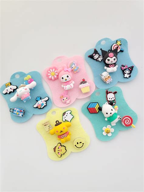 [파츠] 산리오 Led 5종 지비츠 세트 시나모롤 쿠로미 마이멜로디 폼폼푸린 포차코 에이블리