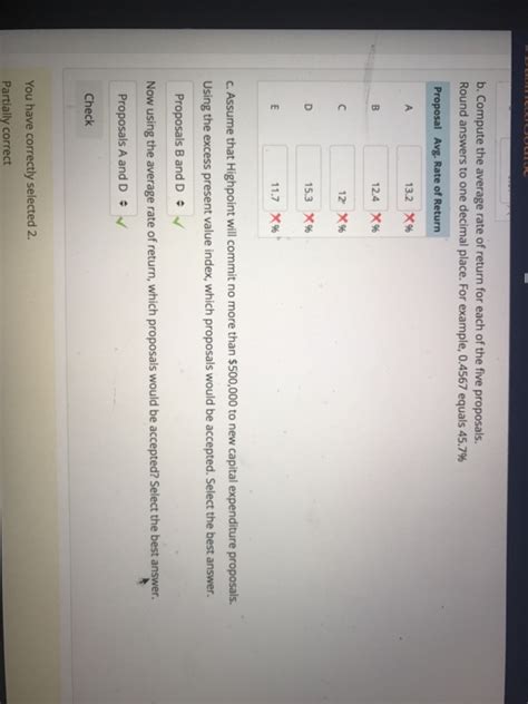 Solved Excess Present Value Index And Average Rate Of Return Chegg Com