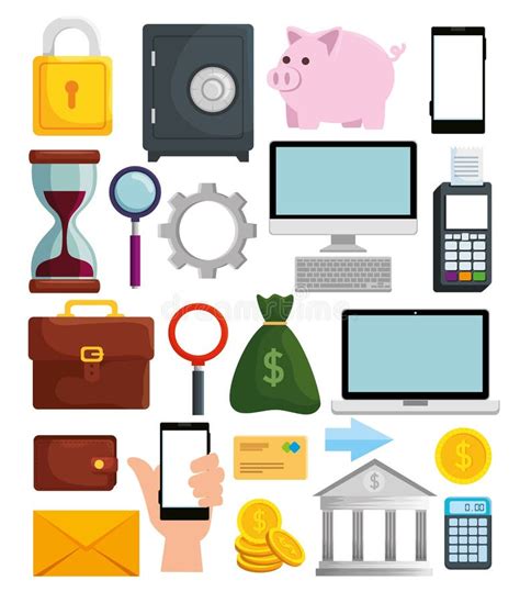 Set Of Online Banking Technology And Digital Transaction Stock