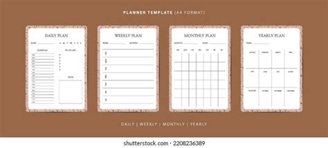 Set Daily Weekly Monthly Yearly Planner Stock Vector Royalty Free