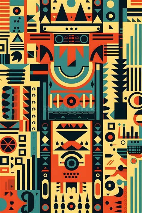 Seamless Pattern With Geometric Shapes Abstract Background Generative Ai Stock Illustration