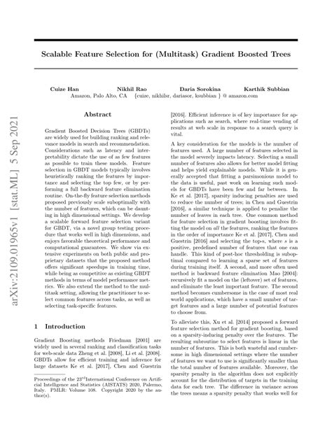 Pdf Scalable Feature Selection For Multitask Gradient Boosted Trees