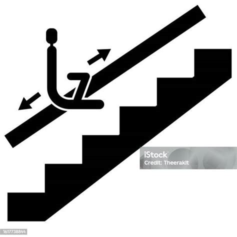 장애인 접근 엘리베이터 리프트 에스컬레이터 아이콘입니다 계단 리프트 표지판 의자 계단 리프트 기호입니다 플랫 스타일 0명에 대한