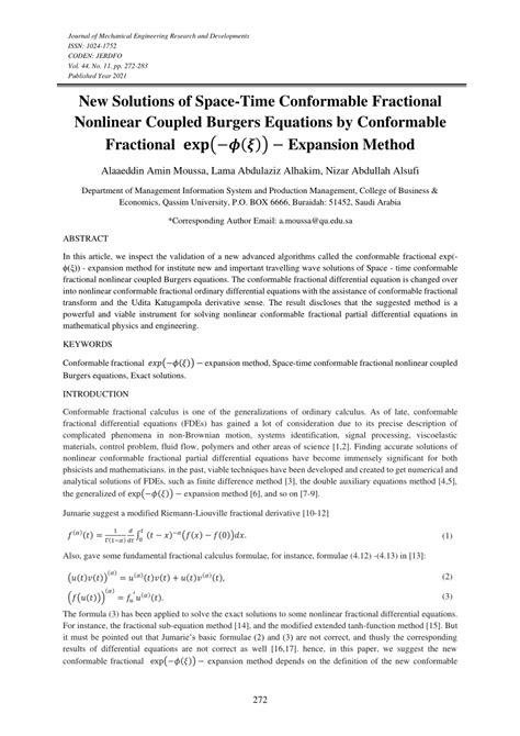 Pdf New Solutions Of Space Time Conformable Fractional Nonlinear Coupled Burgers Equations By