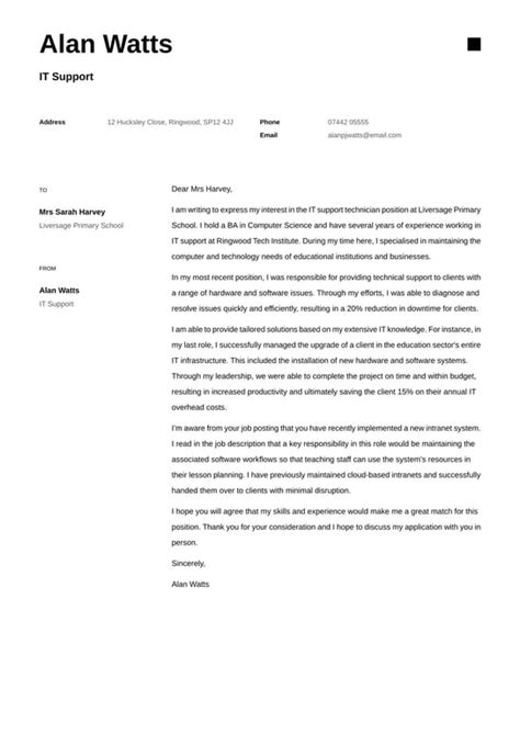 It Support Cover Letter Template