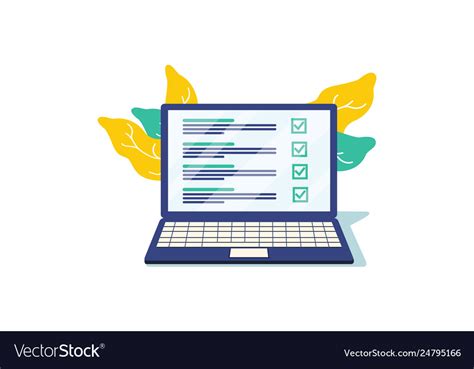 Checklist Browser Window Check Mark White Tick Vector Image