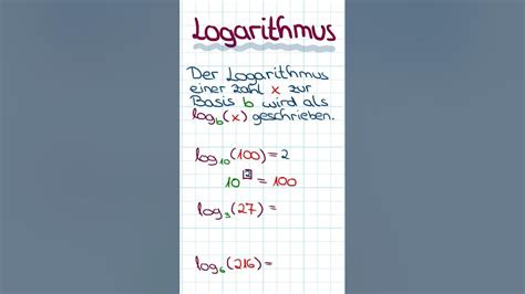 Was Ist Ein Logarithmus Unterschied Zwischen Log Lg Und Ln Youtube