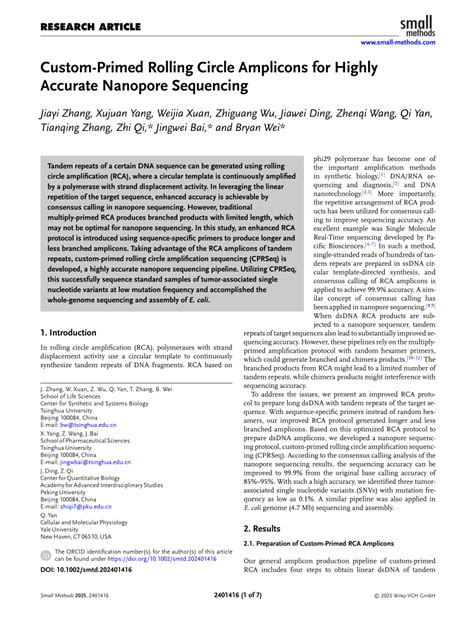 Custom‐primed Rolling Circle Amplicons For Highly Accurate Nanopore Sequencing