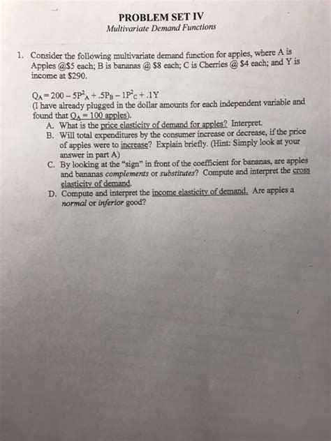 Solved Multivariate Demand Functions Consider The Following Chegg Com