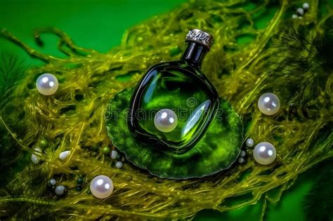 Bottle Of Perfume In The Sea Among The Algae Neural Network Ai Generated Stock Illustration
